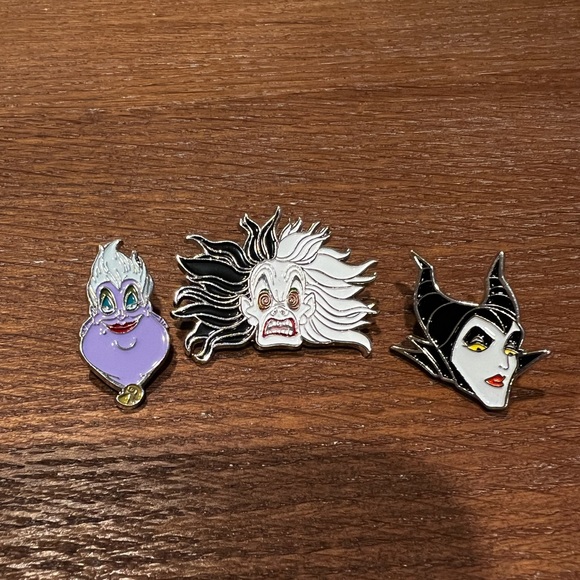 Disney | Other | Disney Villains Set Of 3 Enamel Pins | Poshmark